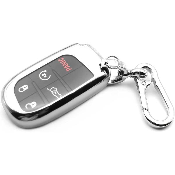 商品名Jeep Grand Cherokee Renegade Chrysler 200 300 Dodge RAM Durango Charger Challenger Journey TPU キーフォブ リモートカバー ケース シェル ...