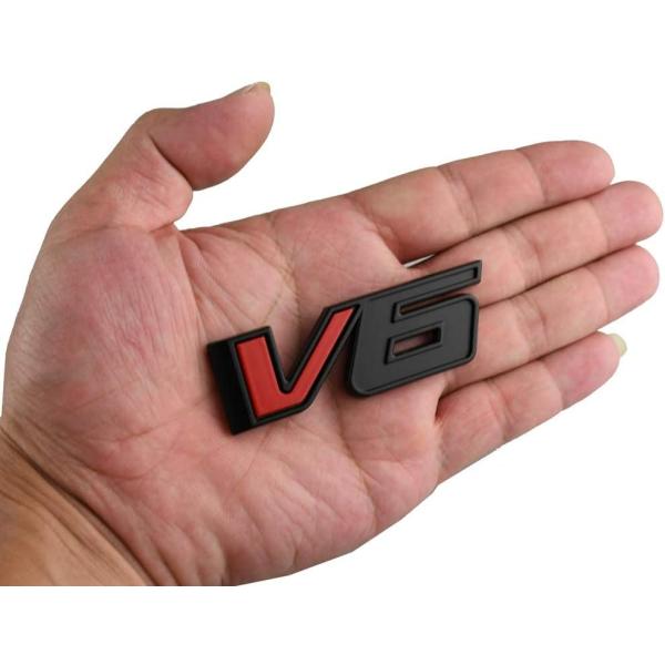 商品名V6エンブレム 3Dバッジ トラック ネームプレート ステッカー デカール 交換用 17-21 キャニオン コロラド (ブラック/レッド) 1個CDD 1pcs V6 Emblem 3D Badge Truck Nameplate i...