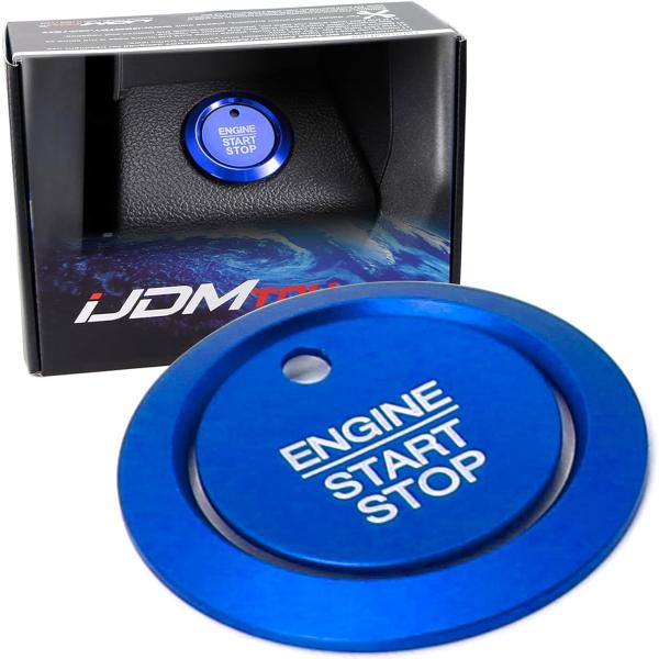 商品名iJDMTOY Sports Blue Aluminum Keyless Engine Push Start Button w/Surrounding Ring Trim Compatible with Ford F-150 Rapt...