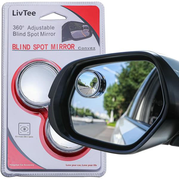 商品名LivTee 2PCS Round Blind Spot Mirror, HD Glass and ABS Housing Convex Wide Angle Rearview Mirror with Adjustable Stick...