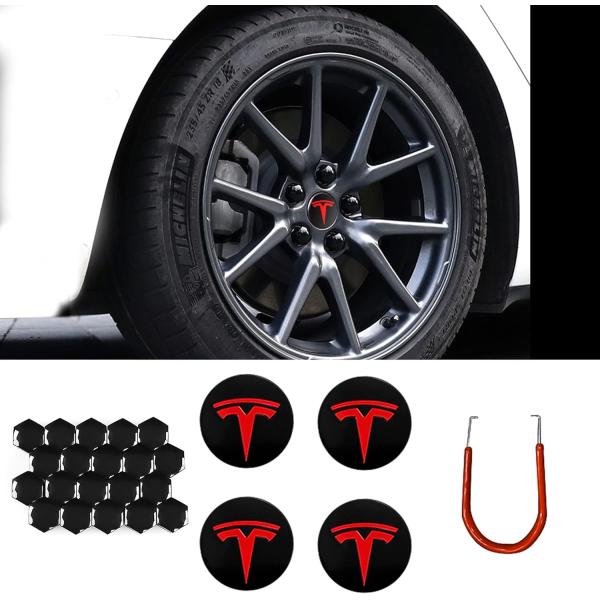 商品名Archoche ホイールナットリムカバー、ラグナットキャップキット車の自動車ハブネジプロテクターテスラモデル 3/Y/S/X 防塵カバーTesla Model 3 Wheel Cap Kit Center Cap Lug Nut C...