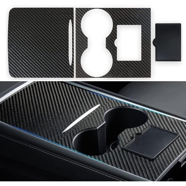 商品名Nestour 2021 2022 Tesla Model 3 Yセンターコンソールラップカバーキット ウルトラスリム 跡がつかない取り外しセンターコンソールプロテクターアクセサリー プレミアムABS素材 (マットカーボンファイバー)...