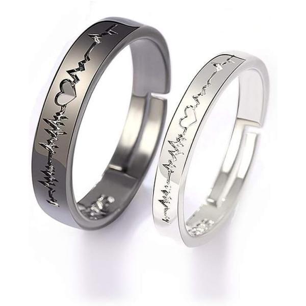 商品名Yocoyee 2個 心電図 カップルリング 銅 心電図リング ボーイフレンド/ガールフレンド/ジュエリー/バレンタインデーギフトYocoyee 2pcs Heartbeat ECG Couple Rings Copper Elect...