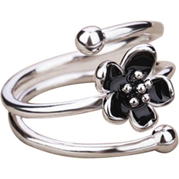 商品名Rings for Women Teen Girls,Fashion Women Enamel Black Flower Adjustable Opening Finger Ring Jewelry Gift,Mothers Day ...