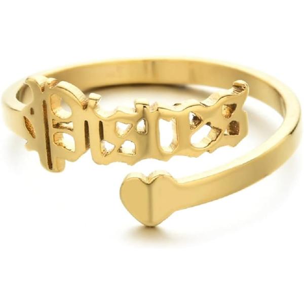 商品名12 Zodiac Old English Letter Adjustable Stainless Steel Rings Gift for Women Girls Dainty 12 Constellation Ringsブランド：...