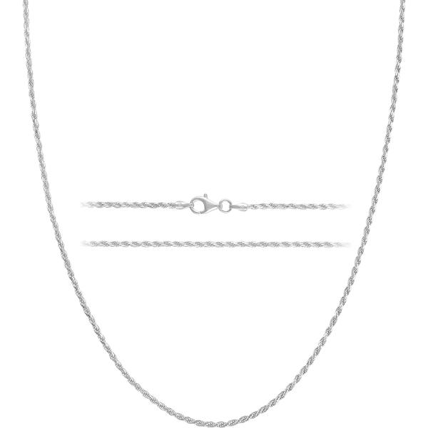 商品名[KISPER] 925 スターリングシルバー 1.6mm ダイヤモンドカット ロープチェーン ネックレス イタリア製 約46cm（18インチ）KISPER Solid 925 Sterling Silver Italian 1.6m...