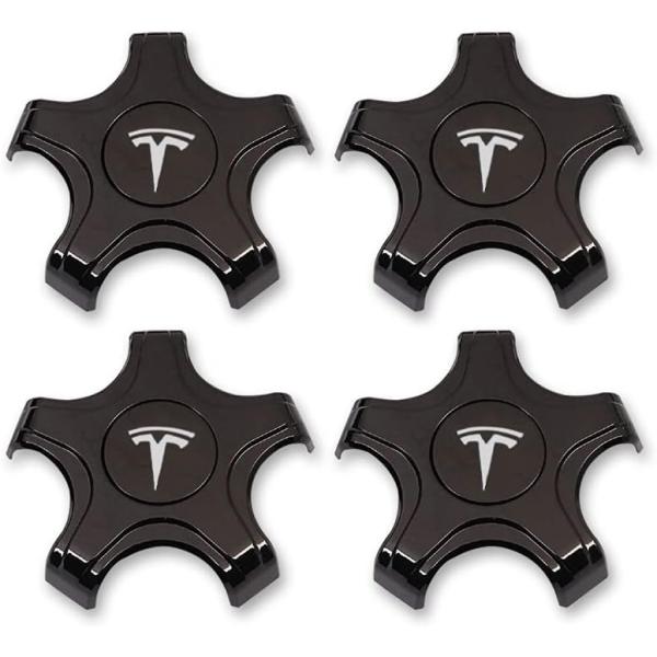 商品名Tesla モデル3 センターキャップ ハブキャップカバー エアロホイールキャップキット オリジナル標準リム用 (チタンブラック シルバーTロゴ付き)CoolKo Center Caps Hubcaps Cover Aero Whee...