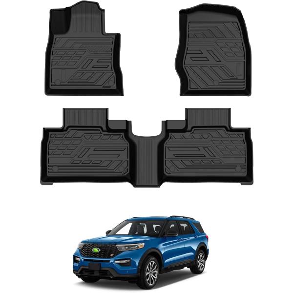 商品名T TGBROS Custom Fit for Floor Mats 2020-2023 Ford Explorer (Fits 6 and 7 Passenger Models) All-Weather Floor Liners F...