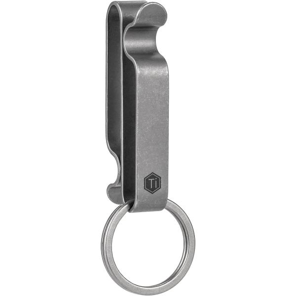商品名KeyUnity KM00 Titanium Belt Loop Keychain Clip Double Side Quick Release Key Holder with Detachable Key Ring (Stonewa...