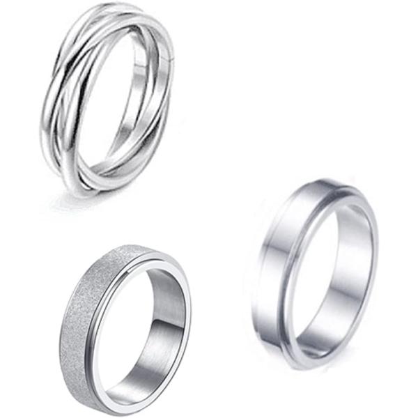 商品名フィジェットスピナーリング 3個セット ステンレススチール スピナーバンドリング フィジットリング レディース メンズ ストレス解消 不安 リングセット シルバーCOLORFUL BLING 3 PCS Fidget Spinner ...