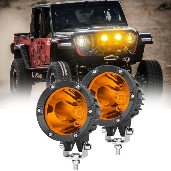 商品名Teochew-LED LEDポッドLTEODCHEW 4 Inch Amber Round LED Offroad Lights 80W, 2PCS 10° Spot Ditch Lights Yellow Fog Lights D...