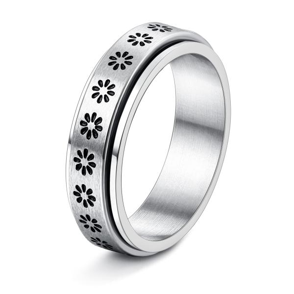 商品名:  FIBO STEEL Stainless Steel Spinner Ring for Women Men Fidget Band Rings Flower Ring Set for Stress Relieving Weddi...