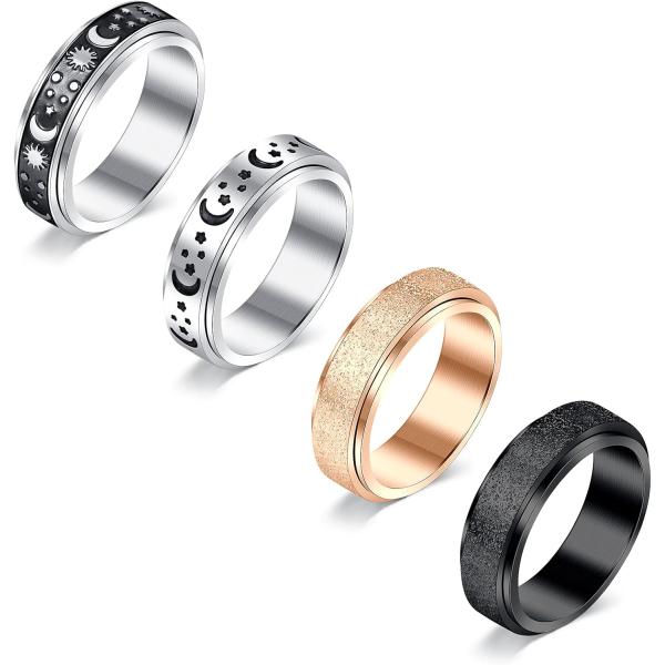 商品名MODRSA Fidget Rings for Women Spinner Rings for Women Fidget Spinner Rings Stress Rings Roller Rings Black Silver Rin...