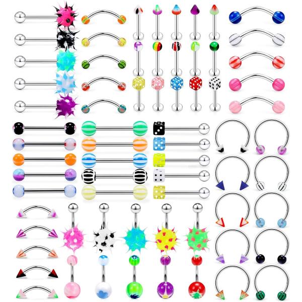 商品名Heienngy Piercing Kit 14G Belly Button Ring Nipple Rings Tongue Rings Surgical stainless steel 16G Lip Rings Septum j...
