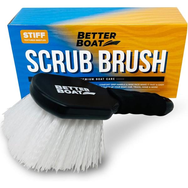 商品名Stiff スクラブブラシ ハンドル付き アウトドア ボート 車 タイヤ 家具のクリーニング用 (ショートハンドル)Stiff Hand Scrub Brushes for Cleaning Heavy Duty Utility Ou...