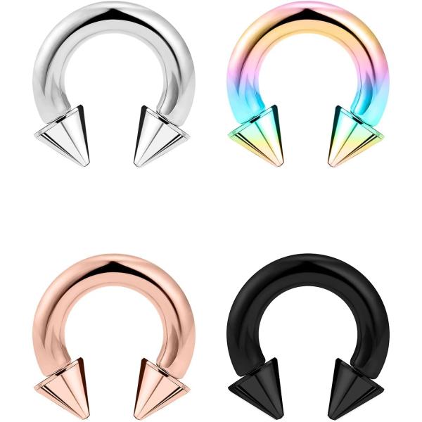 商品名Ftovosyo PAリング 内部ねじ付き 円形 蹄鉄 バーベル スパイク 大きなセプタムリング 耳ゲージ イヤリング 2G 4G 6G 8G 12mm/16mm 316L サージカルスチール ボディピアス ジュエリー レディース メ...