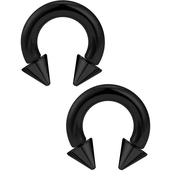 商品名Ftovosyo PAリング インターナルスレッド スパイク サーキュラー バーベル 蹄鉄 ブラック ラージ セプタムリング イヤーゲージ イヤリング 2G 4G 6G 8G 12mm/16mm サージカルスチール ピアス ボディジュ...