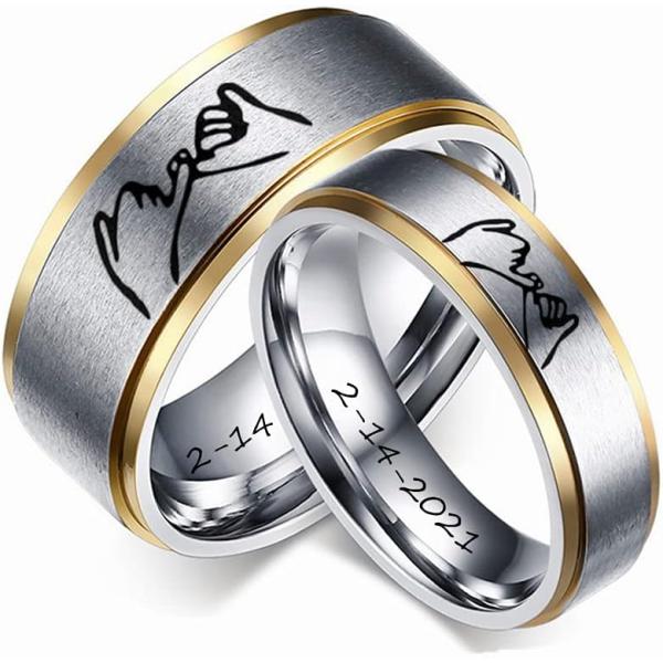 商品名ZKXXJ カップル用リングセット 2個 ステンレススチール 名前 日付 座標 刻印 快適フィット カップルリング バレンタインデー プロミスギフト, 金属, アゲート,ZKXXJ Personalized His Her Ring ...