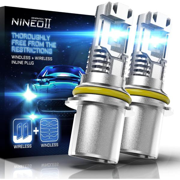 商品名NINEO Fanless 9007 LED Bulbs, 12000LM 60W HB5 Wireless Lights All-in-One | Automotive Chips 6500K Cool White Halogen ...