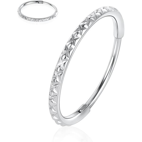 商品名FUNLMO 316L サージカルスチール ヒンジ付きノーズリング フープ 20G 18G 16G 14G 12G シームレスピアスリング 鼻 セプタム 軟骨 ヘリックス トラガス コンチ ルック ダイス ローブ直径 6mm~14mm...