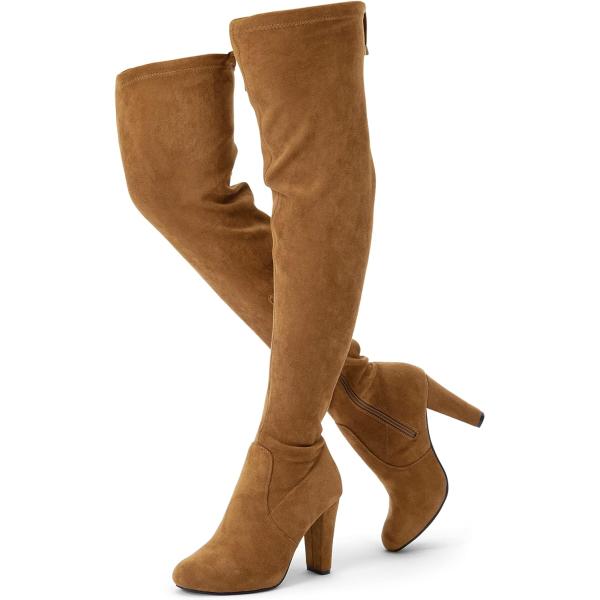 商品名Vepose Women's 994 Fashion Suede High Chunky Heel Over The Knee High Boots,Camel,Size 7.5M US-with Zipper(CJY994 Came...