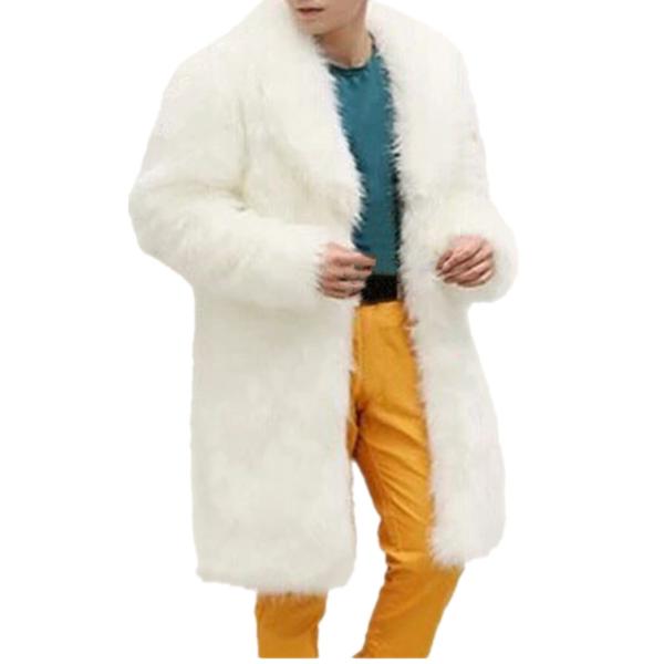 商品名:  Colf Men's Winter Luxury Long Sleeve Turn Collar Faux Fur Coat Outwear Mens Long Parka Jacket Overcoat (White,4X-L...