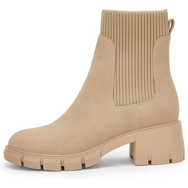 商品名Ruanyu Womens Platform Ankle Boots Elastic Chunky Block Heel Chelsea Booties Lug Sole Non-Slip Combat Shoesブランド：Ruany...