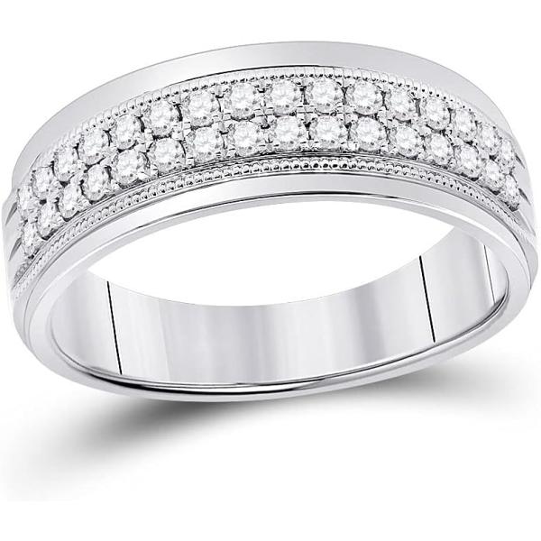 商品名The Diamond Deal 10kt White Gold Mens Round Diamond Wedding Machine Set Band Ring 1/2 Cttwブランド：The Diamond Deal商品サイズ：...
