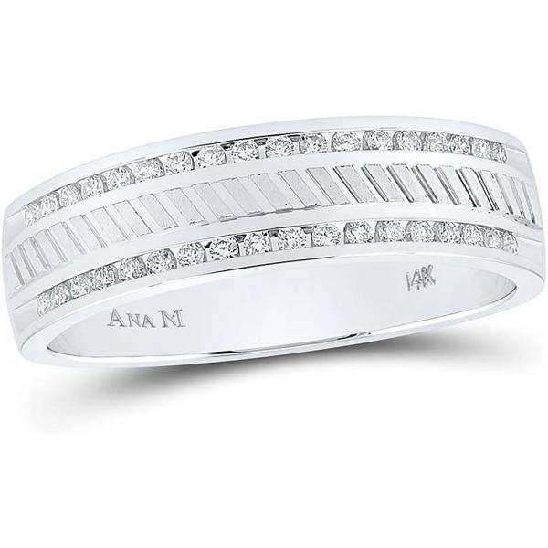 商品名The Diamond Deal 14kt White Gold Mens Machine-Set Round Diamond Wedding Band Ring 1/4 Cttwブランド：The Diamond Deal商品サイズ：...