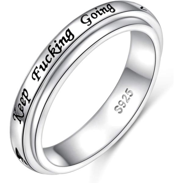 商品名Men Women Spinner Ring 925 Sterling Silver Fidget Rings for Anxiety Stress Relieving ADHD Autism Rings Inspirational ...