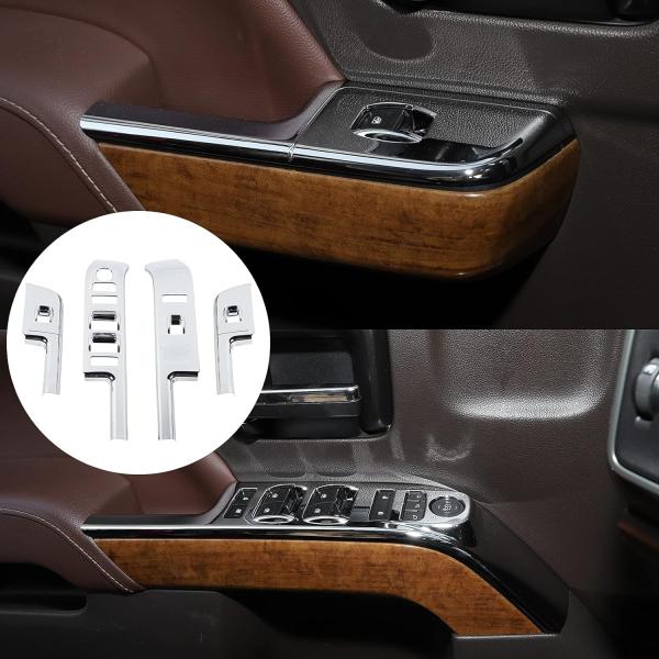 商品名RT-TCZ Door Window Control Lift Switch Button Panel Trim Cover Decoration Interior Accessories for Chevrolet Silverad...