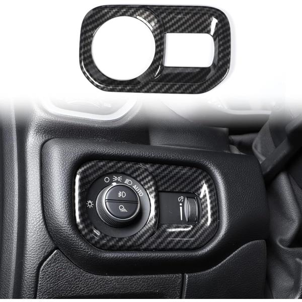 商品名RT-TCZ for RAM Headlight Switch Trim Cover, Carbon Fiber Interior Accessories for Dodge RAM 2018 2019 2020 2021ブランド：R...