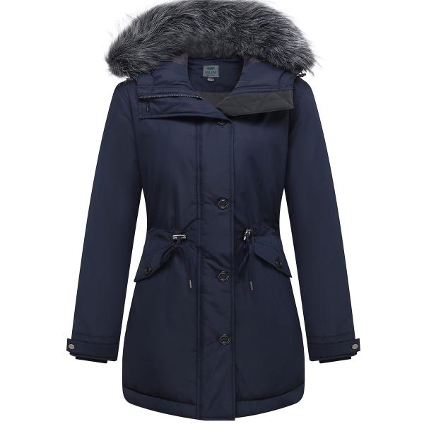 商品名:  GGleaf Women's Winter Thicken Jacket Quilted Coat Puffer Parka with Faux Fur Trim Hood Navy Smallブランド: GGleaf商品サイズ...