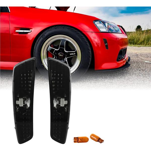 商品名USR 08-09 G8 サイドマーカーライト - スモークフロントバンパーサイドマーカーランプセット(左+右) 2008-2009 Pontiac G8 GT GXP対応 (スモークレンズ アンバー電球付き)USR 08-09 G8...