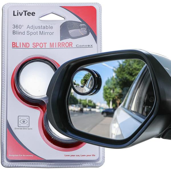 商品名LivTee 2PCS Round Blind Spot Mirror, HD Glass and ABS Housing Convex Wide Angle Rearview Mirror with Adjustable Stick...