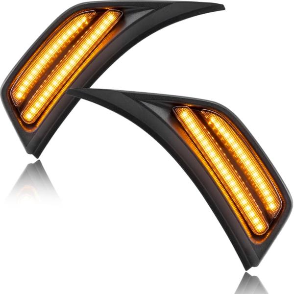 商品名NJSBYL LEDサイドマーカーライト Jeep Wrangler Gladiator 2018 2019 2020 2021 2022 2023 JL JT アンバー LED ウィンカーライト スモークレンズ フェンダーサイドリピ...