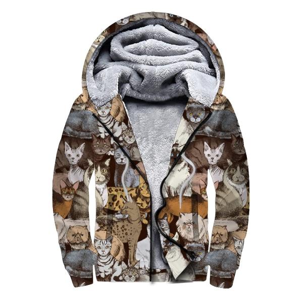 商品名:  Frcavbin Women Hoodie Long Sleeve Full Zip Sherpa Jackets Purebred Cat Watercolor Painting Thick Fleece Coat with ...