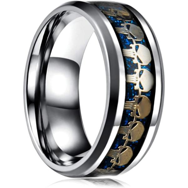 商品名MYLYAHY ステートメントスカルリング メンズ レディース ブラック/シルバー タングステンカーバイドバンドリング 婚約結婚指輪 カップルリング プロミスリング 友情リング, 鉄, キュービックジルコニア,MYLYAHY Skul...