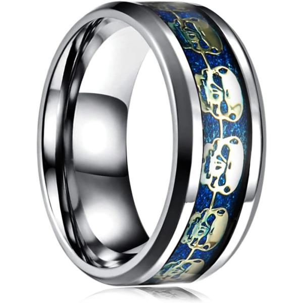 商品名MYLYAHY ステートメントスカルリング メンズ レディース ブラック/シルバー タングステンカーバイドバンドリング 婚約結婚指輪 カップルリング プロミスリング 友情リング, 鉄, キュービックジルコニア,MYLYAHY Stai...