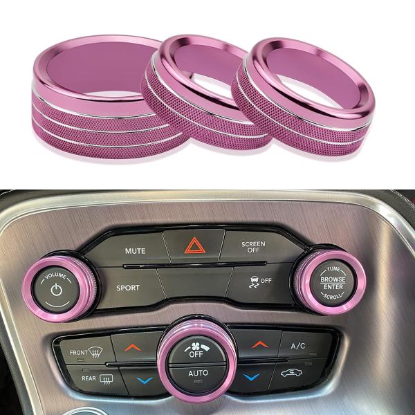 商品名for Dodge Challenger Charger (2015-2021) AC Climate Control Knob Cover Auto Volume Tune Switch CD Button Trim Compati...