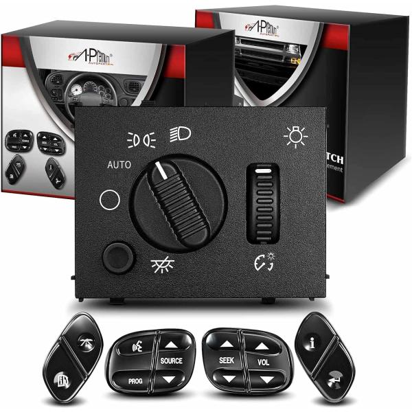 商品名A-Premium ヘッドライト 調光スイッチとステアリングホイールコントロールスイッチ シボレーシルバラード タホ トレイルブレイザー GMC シエラ ユーコン ハマー H2 2003-2007 5 SefA-Premium Hea...