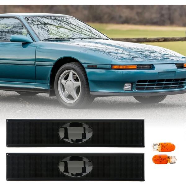 商品名USR 87-93 Supra Side Marker Lights - Smoke Front Bumper Sidemarkers Lamps Set (Left + Right) Compatible with 1987-199...