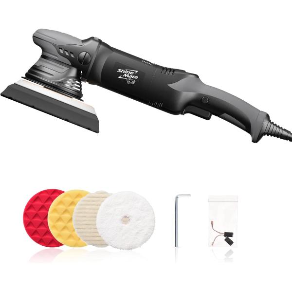商品名ShineMate Dual Action Polisher for Car Detailing 5 Inch, Corded Wax Random Orbital Polisher with 4 Polishing Pads, Va...
