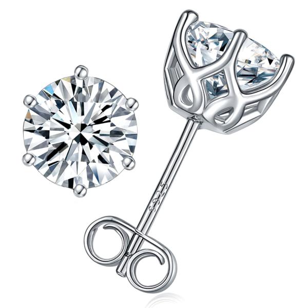 商品名: モアッサナイト スタッドピアス 2-4ct G H I カラー 925 スターリングシルバー ホワイトゴールドメッキ イヤースタッド レディース メンズ ブラック ピンク ブルー ストーン チャスキ, 2 Carats, ホワイト...