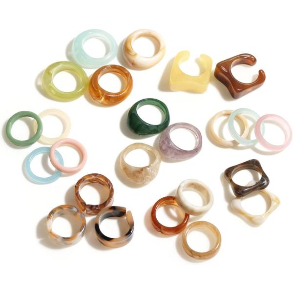 商品名Viva Joya 樹脂リング 24個 プラスチックリング アクリルリング レディース ティーン ガールズ チャンキーエステティック トレンディ カラフル キュート スタッカブル ジュエリー バルク リング ステートメント ドーム 厚...