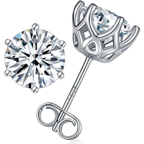 商品名モアッサナイト スタッドピアス 2-4カラット G H I カラー 925スターリングシルバー ホワイトゴールドメッキ イヤースタッド レディース メンズ ブラック ピンク ブルー ストーン チャスキー, 3 Carats, ホワイト...