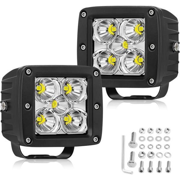 商品名Rfroad Lighting LED Pods, 2pcs 3"" 100W Super Bright LED Driving Lights LED Cube Lights Spot Square Work Lights for T...
