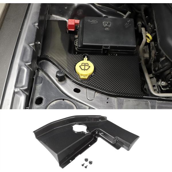 商品名JWWY ダッジチャージャー クライスラー 300/300c 2015-2023+ プラスチック フロントガラス ウォッシャー タンク エンジン ベイ サイドパネルカバー カーボンファイバー 1個JWWY for Dodge Char...