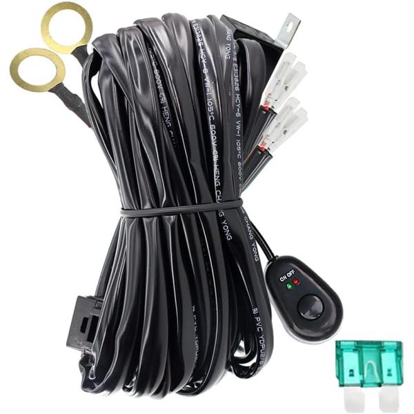商品名LED Work Lights Bar Wiring Harness Kit 12V 40A LED Lights Wiring Harness Switch Relay 14AWG Core Cable Harness 2 Lead...