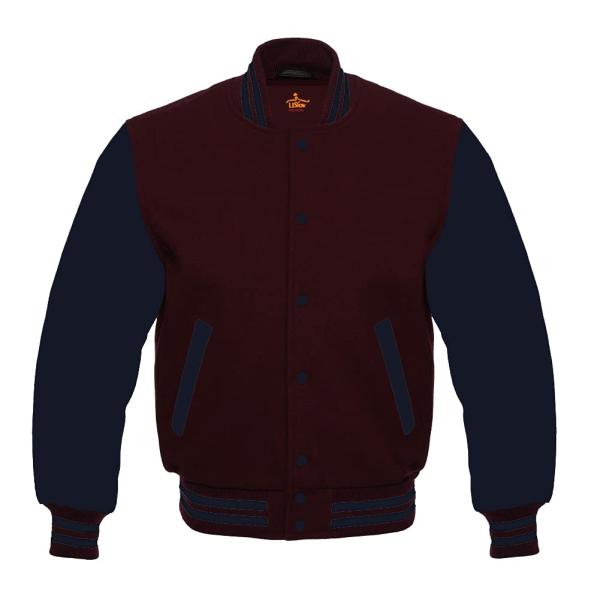 商品名:  Lishow Fashion Men's Varsity Baseball Letterman School Bomber style all wool Navy blue sleeves jacket (Maroon, 3XL...